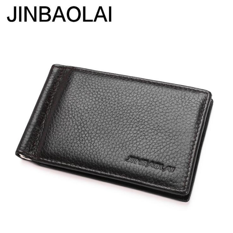 Solid Genuine leather Men's Money Clip Wallet With Card Slots Metal ...