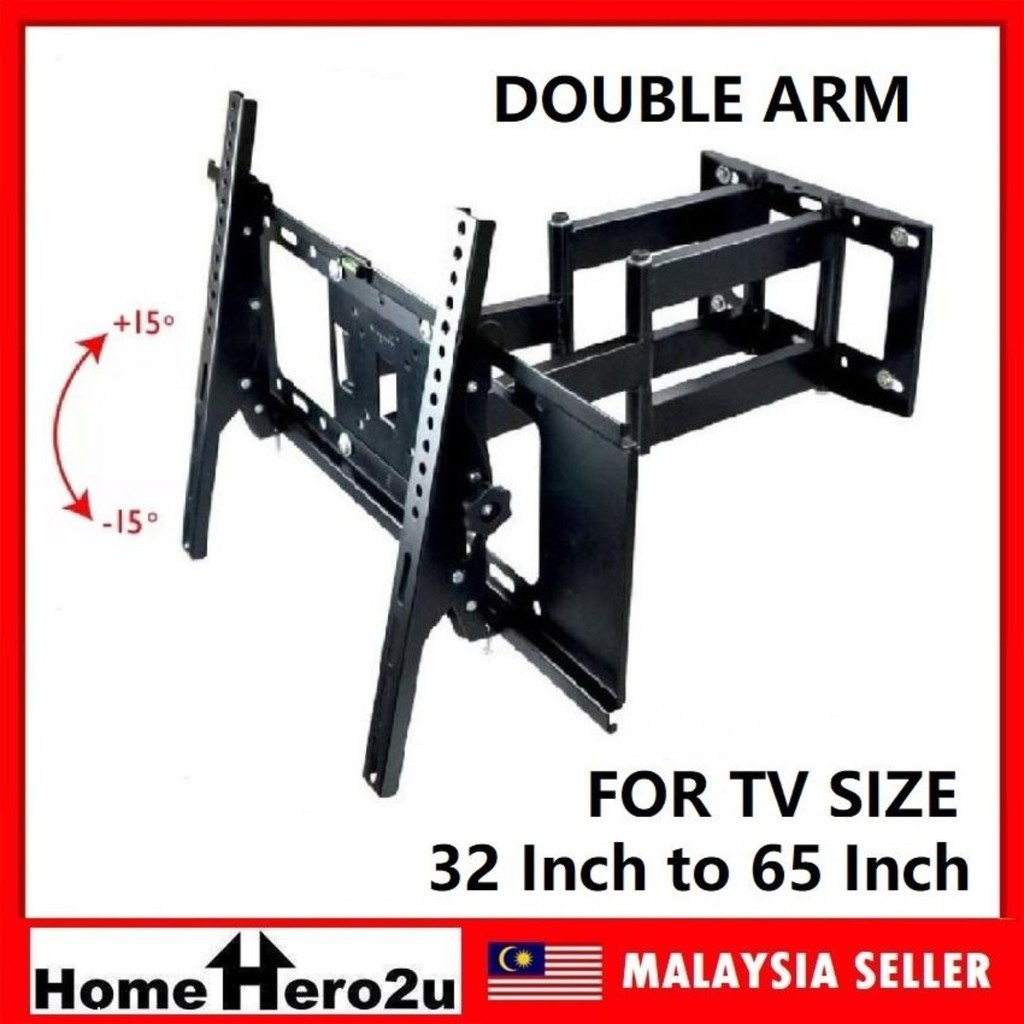Universal Fully Adjustable LED TV Wall Mount Tilt Bracket Double Arm 32 ...