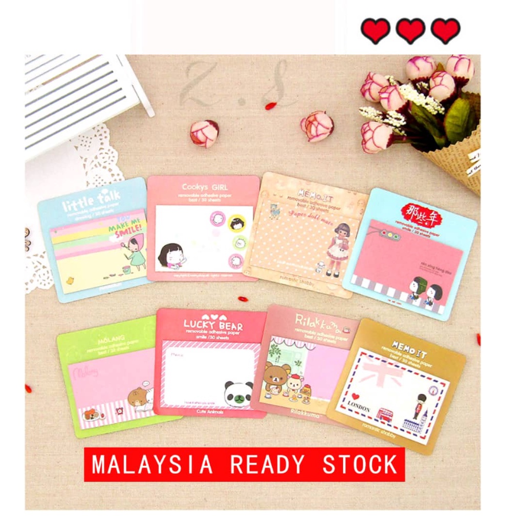 Cartoon Memo Sticky Pad Note Reminder Note Pad (20sheet) | Shopee Malaysia