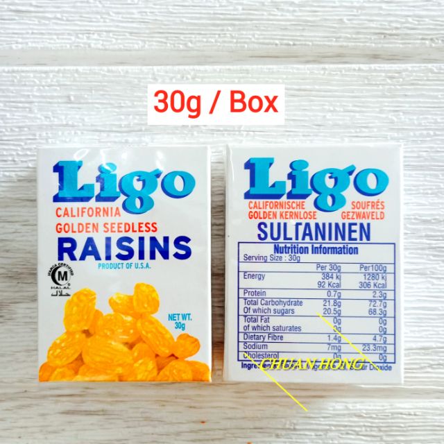 Ligo Kismis Kuning California Golden Raisins 30g x 6Boxes/ 12Boxes ...