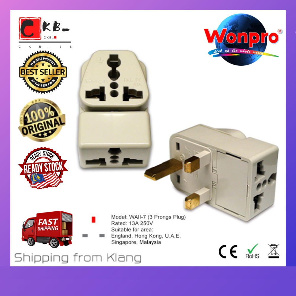 🔥Hot Sales🔥Taiwan WONPRO, Universal Travel Adapter 2 Ways - WAII-7 / WA2-7 | Shopee Malaysia
