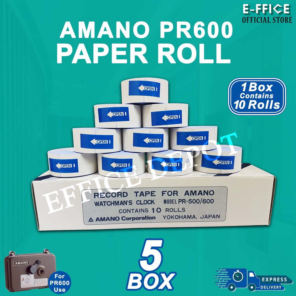 Effice Depot - Paper Roll (1Box/10Rolls) For Amano PR-600 Watchman\Security Clock Paper Tape ...