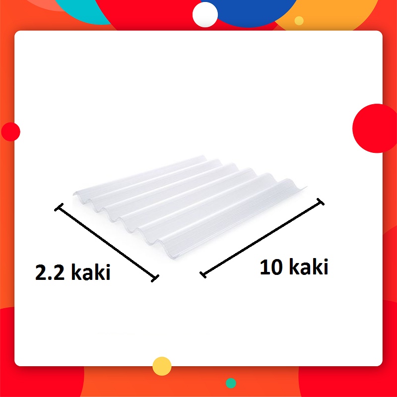 10 FT CORRUGATED POLYCARBONATE TRANSPARENT ROOF SHEET / 10 KAKI ATAP ...
