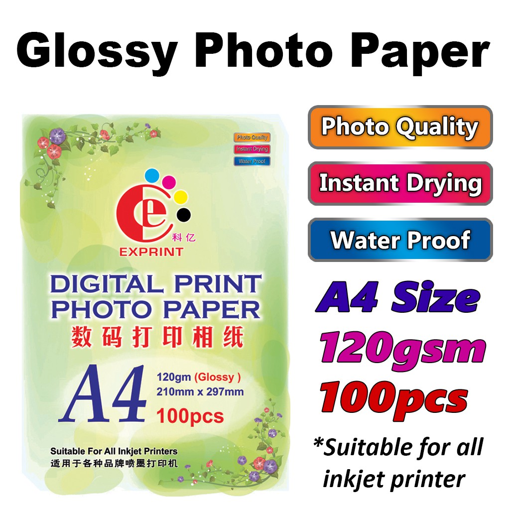 💢 Ready Stock 💢A4 Glossy Photo Paper 120gsm Water Proof, Suitable For ...