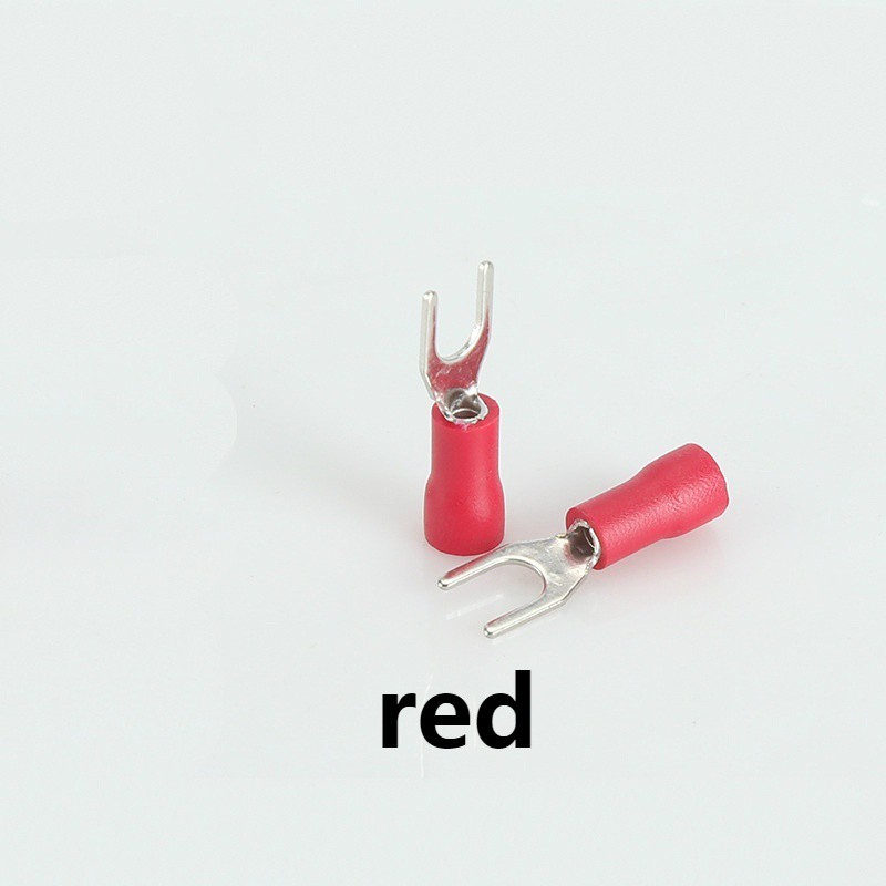 50pcs SV1.25-3/SV1.25-4/SV1.25-5 Insulated Spade Terminal Block Connector Electrical Furcate Lug ...