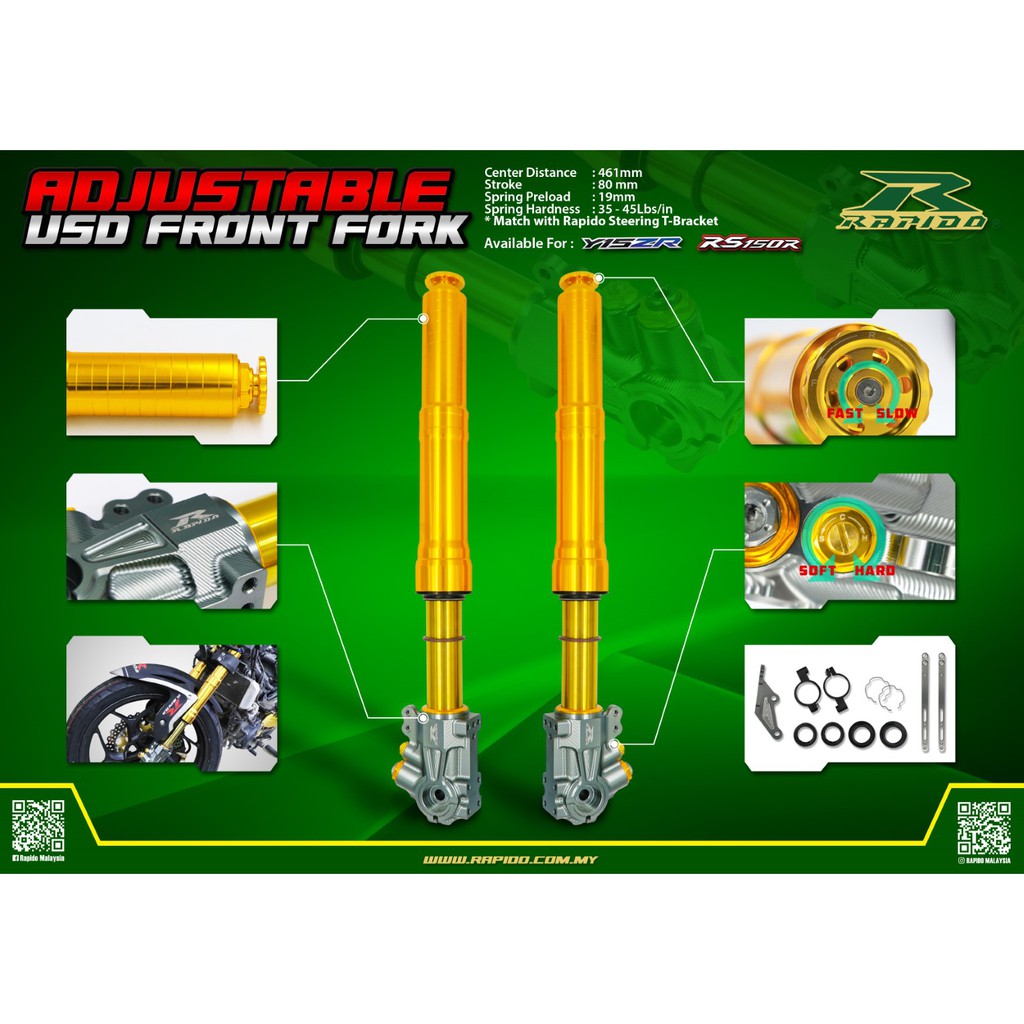 Rapido Adjustable Front Up Side Down (USD) Fork for Yamaha Y15ZR - 42mm | Shopee Malaysia