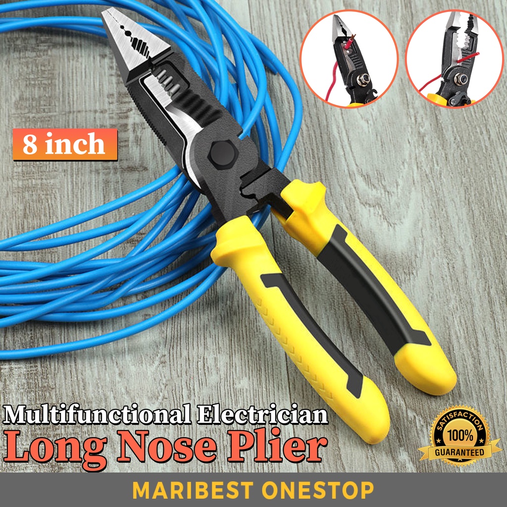 8 Inch Multifunction Electrician Long Nose Plier Wire Stripper Cable ...