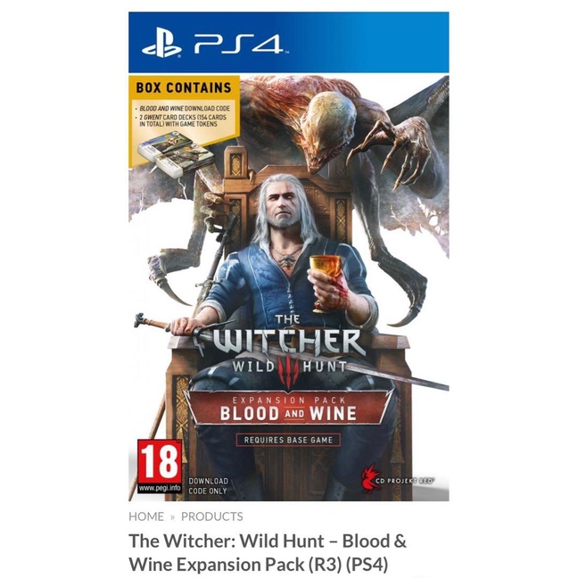 PlayStation 4 The Witcher 3: Wild Hunt Blood And Wine Expansion Pack ...