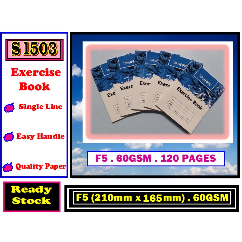 TAKE NOTE / F5 / S1503 / 60GSM ~ 120'P EXERCISE BOOK (210MM x 165MM ...