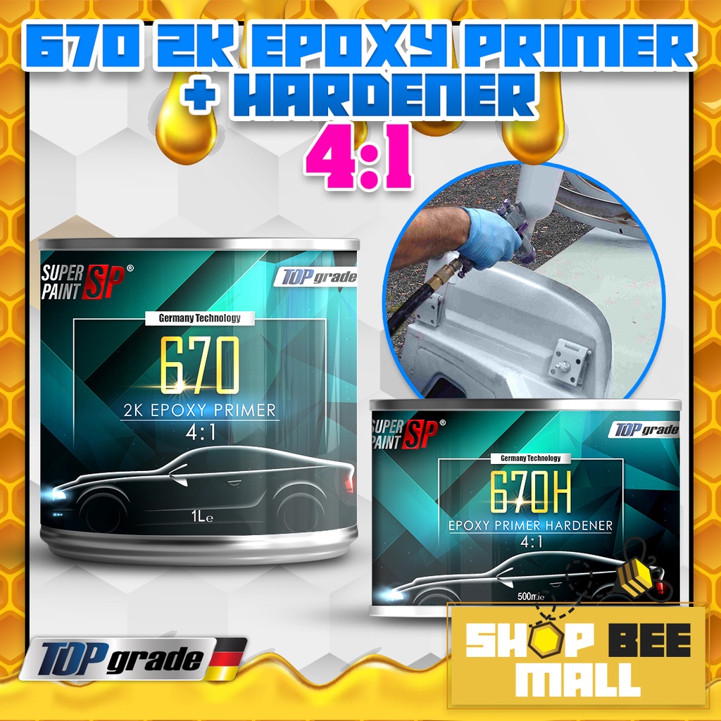 2K Epoxy Primer & Hardener SP670 Undercoat Besi Kereta Metal Primer ...