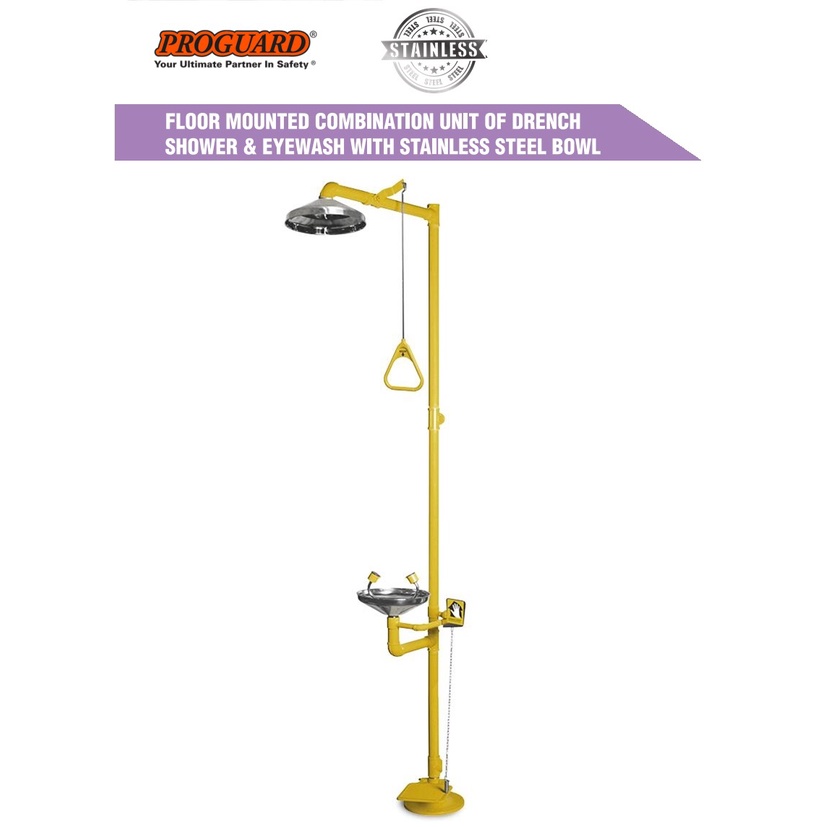 Emergency Fully Stainless Steel Floor Mount Combination Unit Drench ...