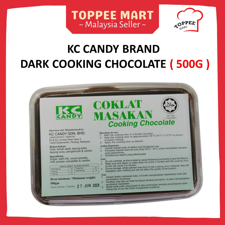[HALAL] KC CANDY DARK / WHITE COOKING CHOCOLATE 500G COKLAT MASAKAN ...