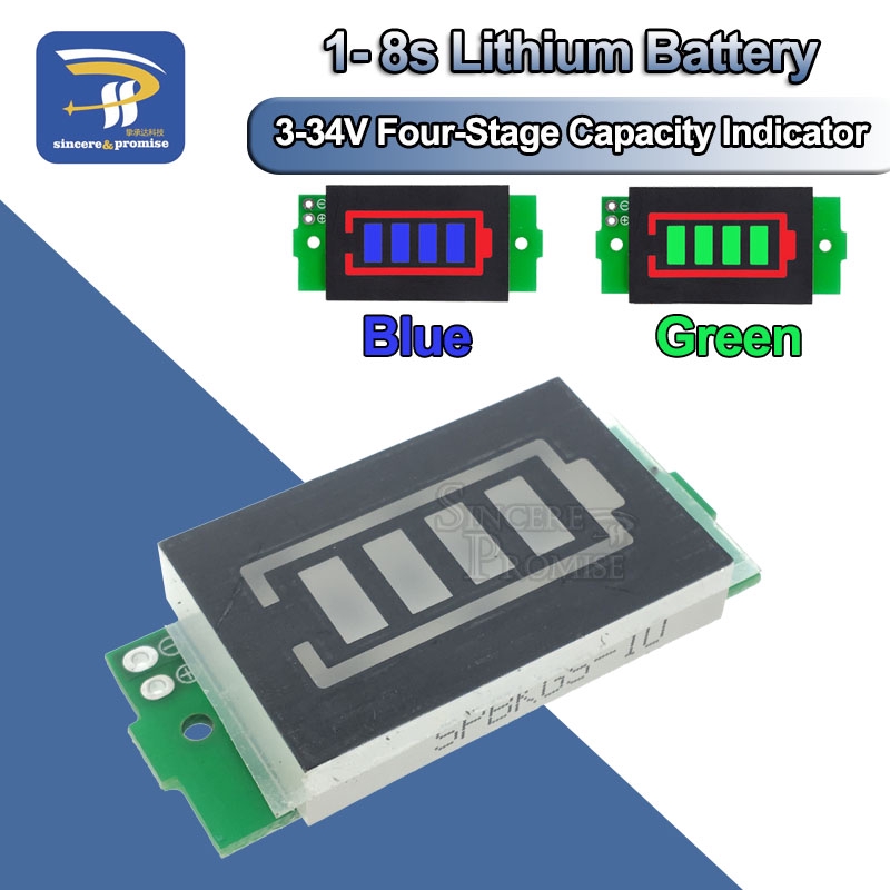 1/2/3/4/5/6/7/8S Lithium Battery Capacity Indicator Module Blue Green ...