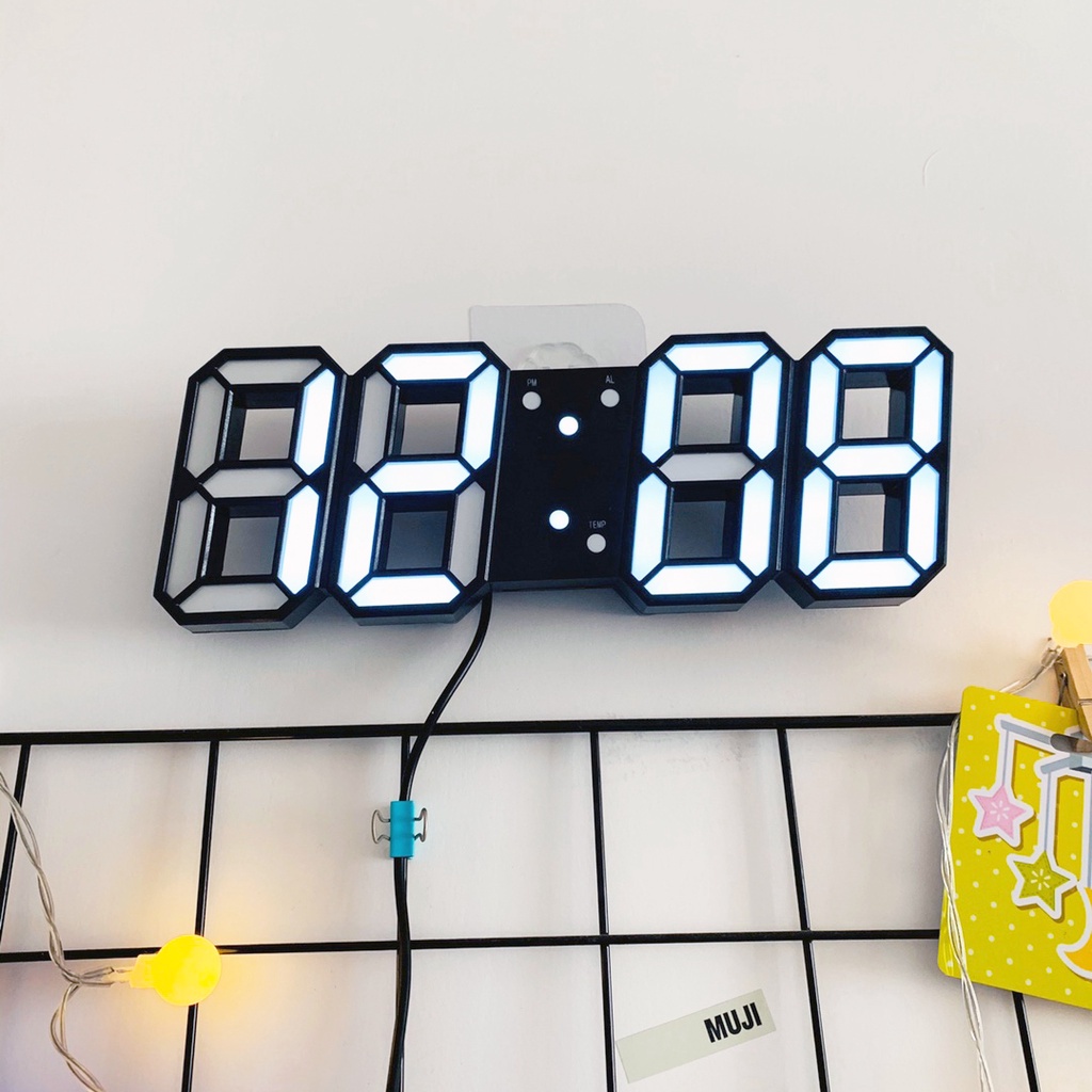 Smart 3D Digital Hour Bell OLED Wall Clock Modern Table Desktop Alarm ...