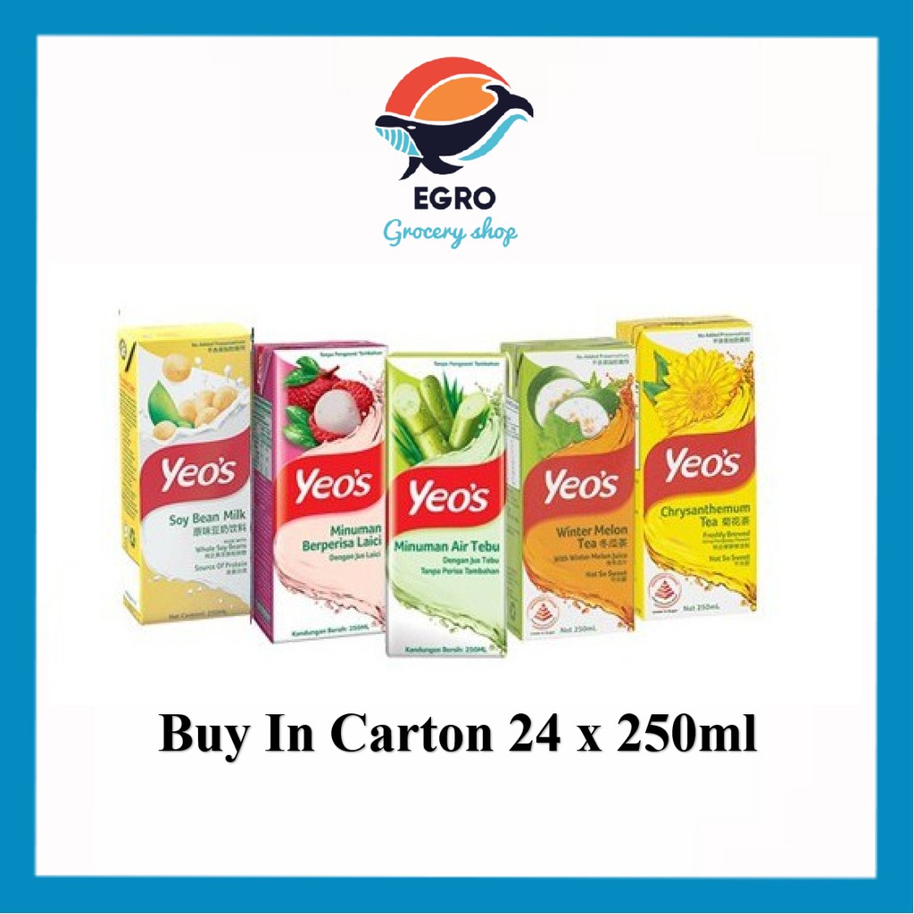 YEO'S Asian Drink Tetra Box Assorted 1 Carton (24 x 250ml) | Shopee ...