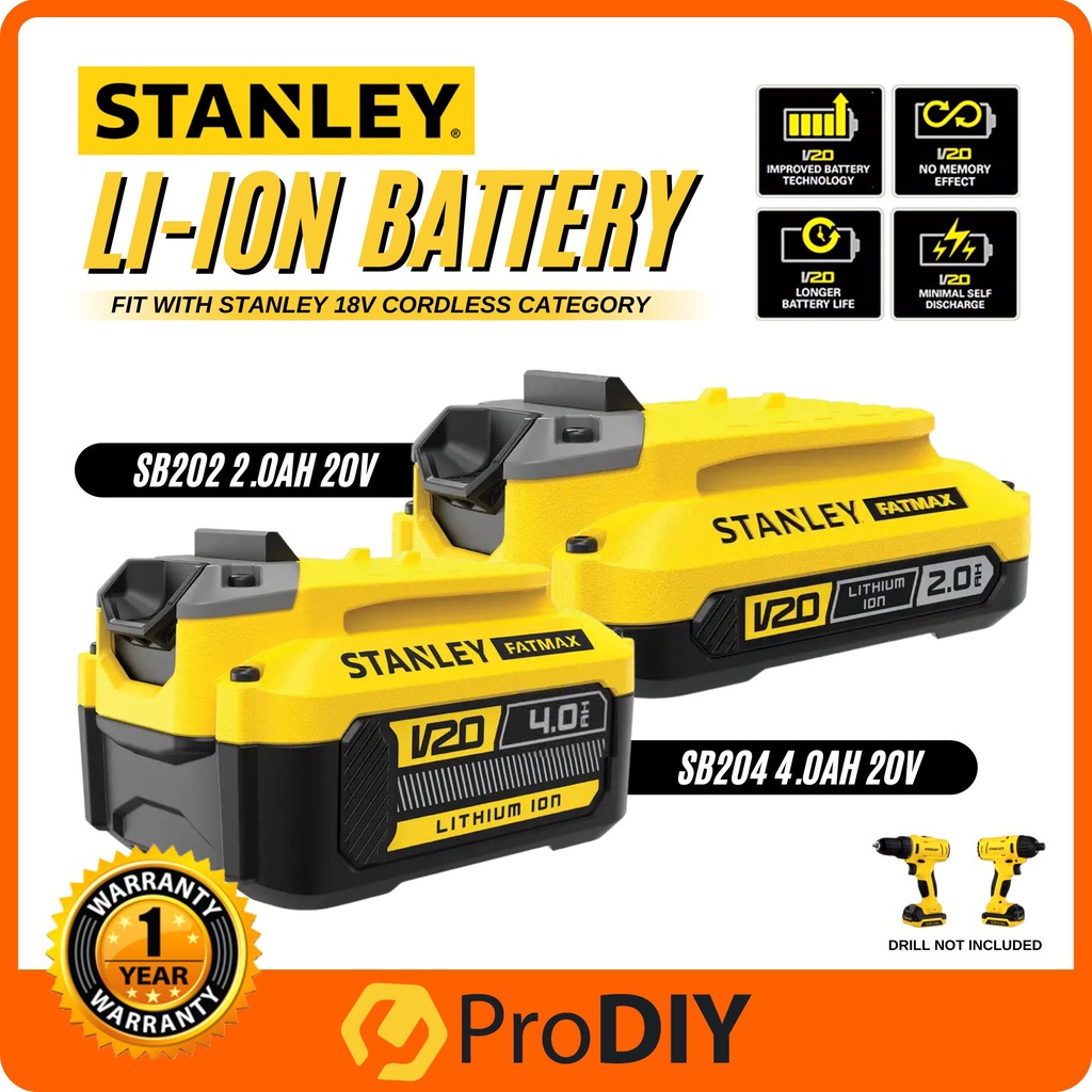 STANLEY SB202 / SB204 Li Ion Battery / SBA100 Charger / SC200 Battery ...