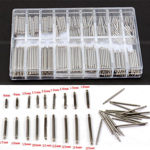 360Pcs 8mm - 25mm Stainless Steel Watch Band Strap Spring Bar Link Pins ...
