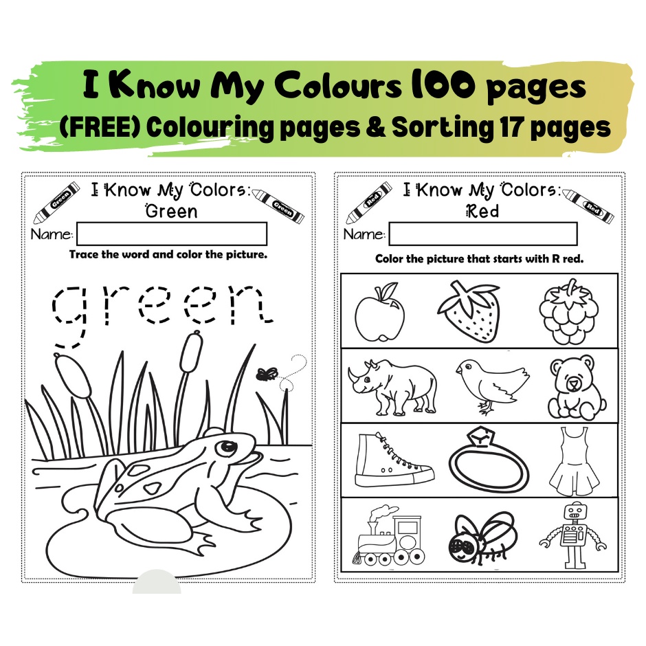 A332 - Printable I Know My Colours 100 pages [PDF] Colour Recognition ...