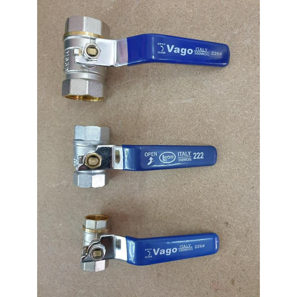 LEON / VAGO Italy Brass Ball Valve 1/2" (15mm) / 3/4" (20mm) / 1" (25mm ...