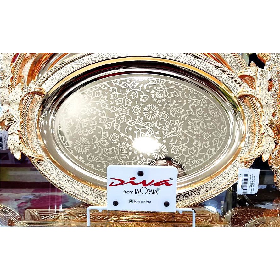 NEW! DERAJA SERVING TRAY GOLD/SILVER PLATED RECTANGLE / SET DULANG EMAS ...