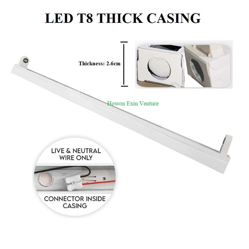 4FT 2FT T8 LED Tube Thick Casing Housing Sarang Lampu LED LED T8 ...