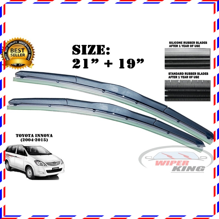 Toyota Innova (2004-2015) Silicone Car Wiper Blade Set (21" + 19 ...