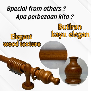 MPG Wooden Curtain Rod Set | Kayu Langsir 28mm Batang Langsir | Kayu ...