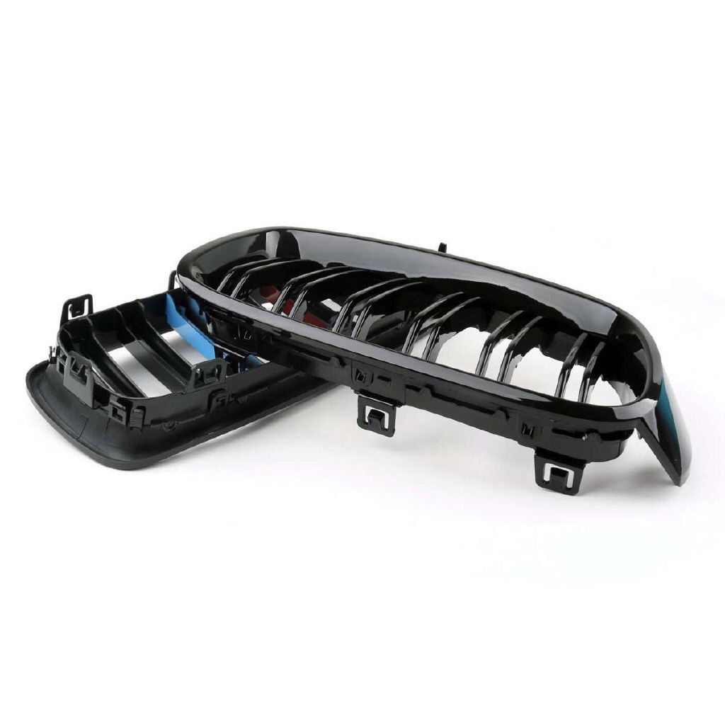 BMW E60 E90 F10 F30 Front Grille M color 1 Pair Double Slat Line Grill ...