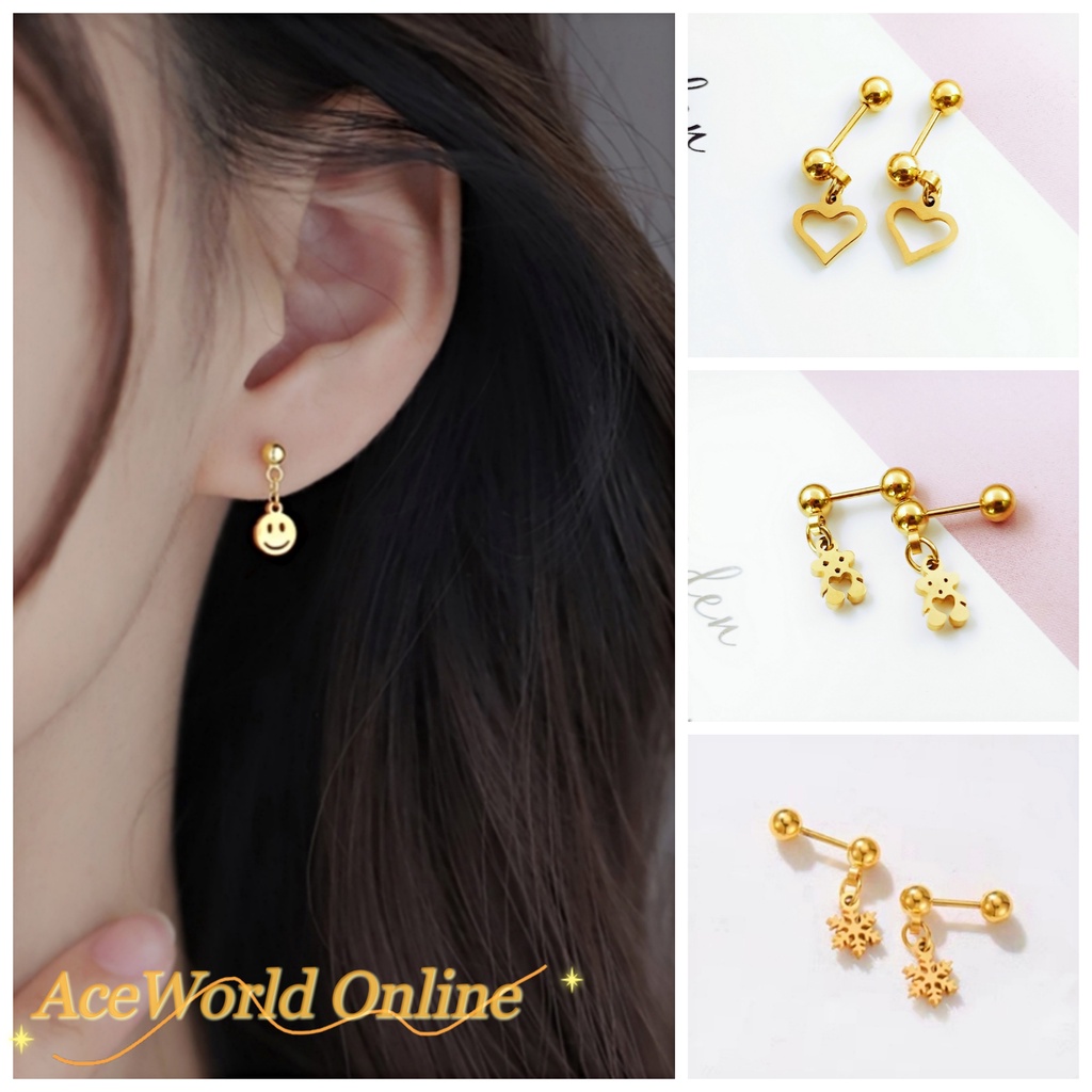 1Pair | 2Biji | New Fashion Earring | Stainless Steel | Subang Telinga ...