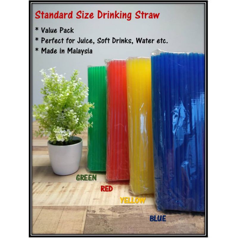 10" Giant Straw Colour / Black- Plastic Straw / Drinking Straw / Milk ...
