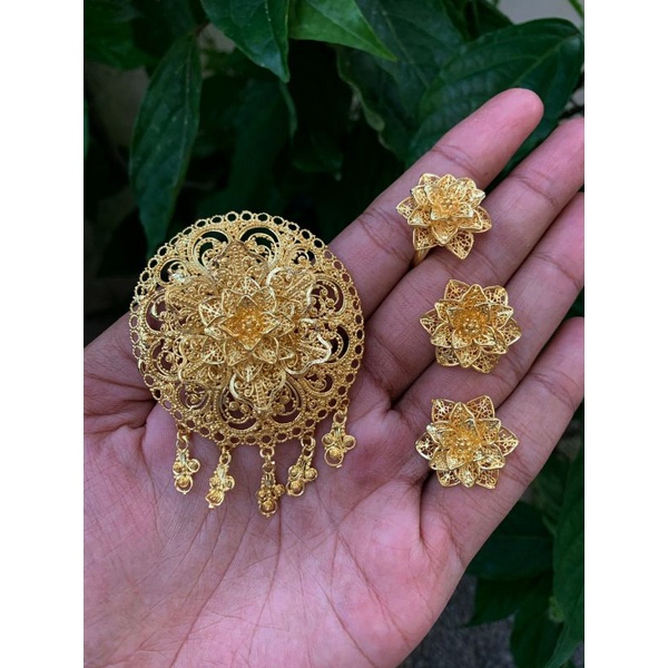 Bali Alpaca Brooch BALI Brooch A SET Of Gold Plated Brooches | Shopee ...