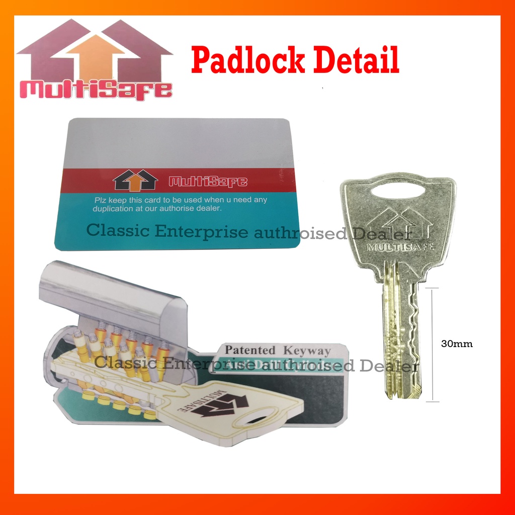 MULTISAFE PADLOCK 56MM 1/2/3/4/5 PCS ANTI CUT ANTI DRILL ANTI RUST HEAVY DUTY EXTRA THICK SAFETY ...