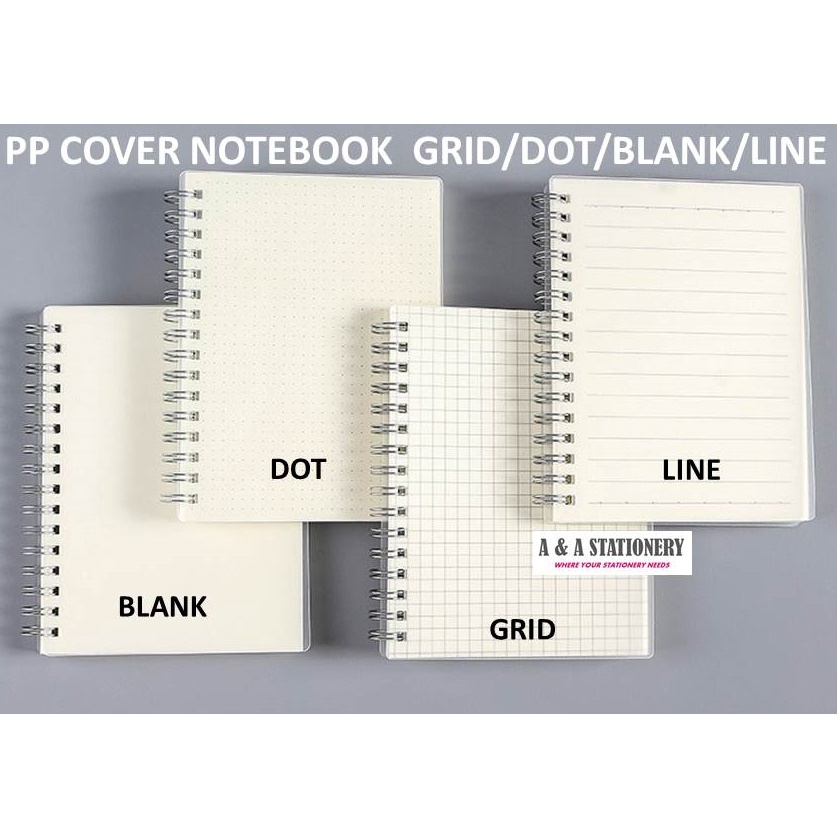 PP Cover Notebook A6/A5/B5 Size Grid / Dot / Blank / Line 1pcs | Shopee ...