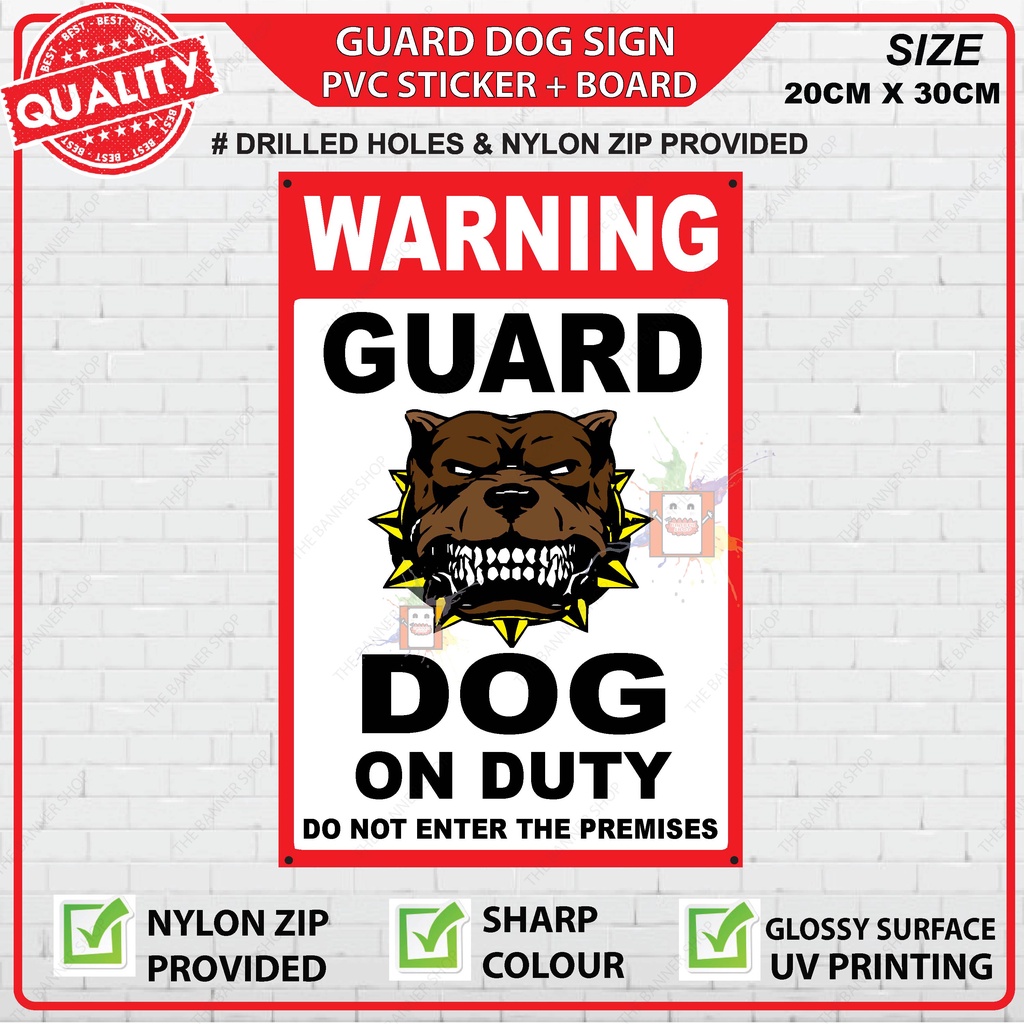 ⚠️ Warning Guard Dog on Duty PVC Sign Sticker + Board (Waterproof ...
