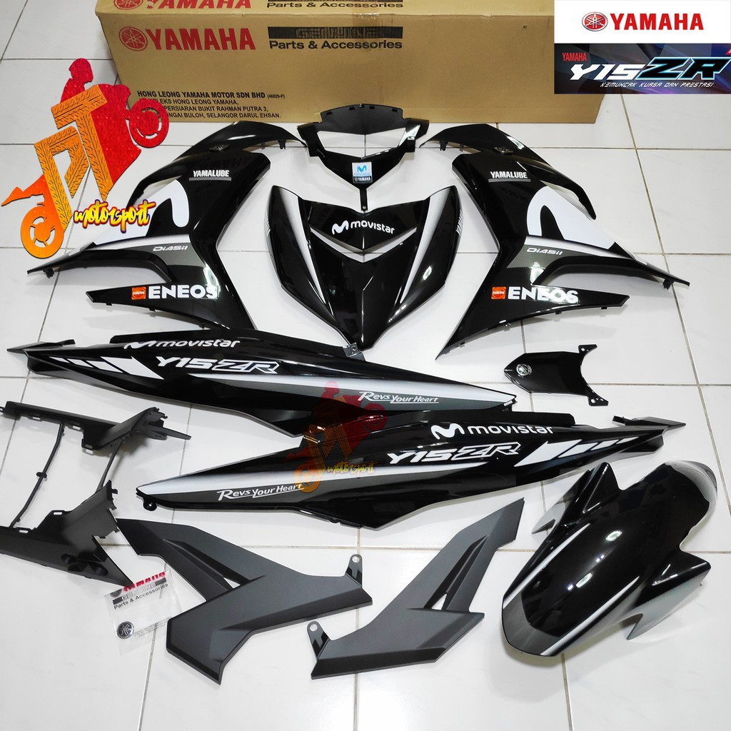 Yamaha Y15ZR Y15 V1 V2 Cover Set Full Black Movistar M Putih Tanam Siap Lekat | Shopee Malaysia