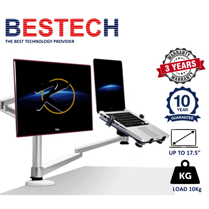 KOTECH KTUP-2LM LAPTOP AND MONITOR DESKTOP ARM STAND(10" - 27" MONITOR ...