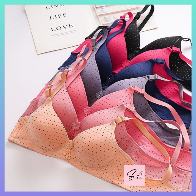 Ladies Cotton Bra 805 Cup B Size 36-42 Non Wired Thin Cup Baju Dalam ...