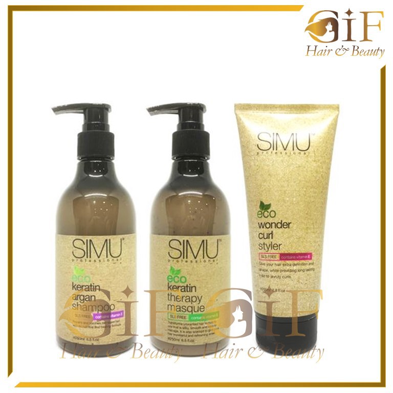 SIMU Eco Shampoo 250ml & Masque 250ml + Wonder Curl Styler 200ml ...