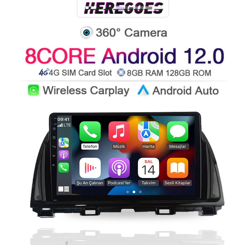 Carplay 10.1" 8G+128G Android 12.0 Car Radio For Mazda CX-5 CX5 2012 2013 2014 2015 4G LTE GPS ...