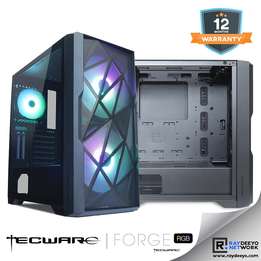 TECWARE FORGE TG (BLACK) ATX GAMING CASE [RGB Fans Included] | Shopee ...