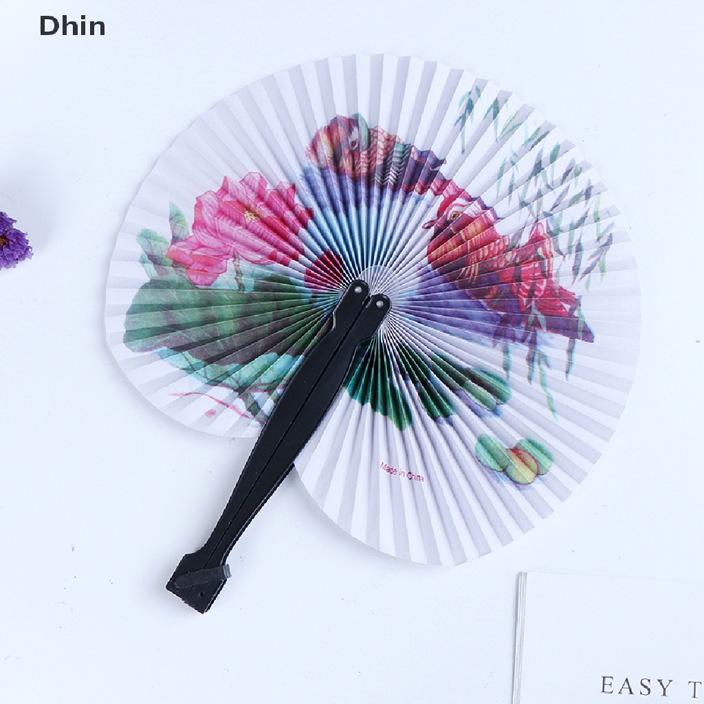 [Dhin] Summer Handheld Fan Chinese Folding Hand Fan Printed Paper ...