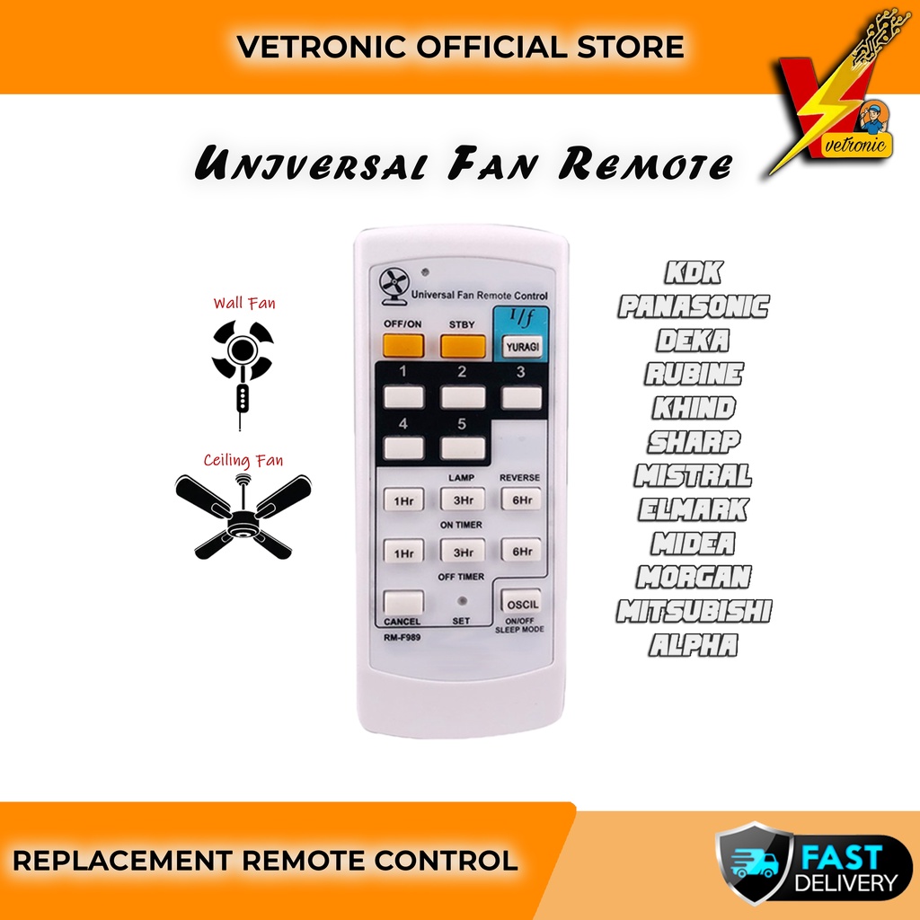 Universal Ceiling Fan Wall Fan Remote Control Replacement Huayu RM ...