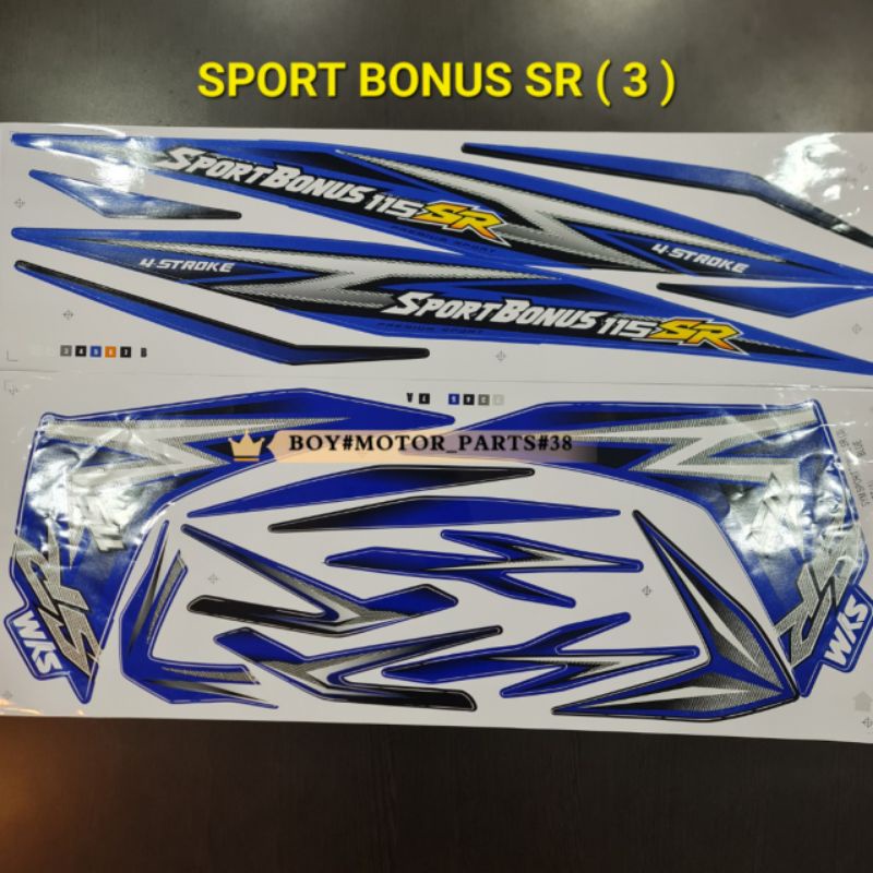 SYM SPORT BONUS 115 SR ( 3 ) BODY STICKER - Red / Blue / Yellow ( READY ...
