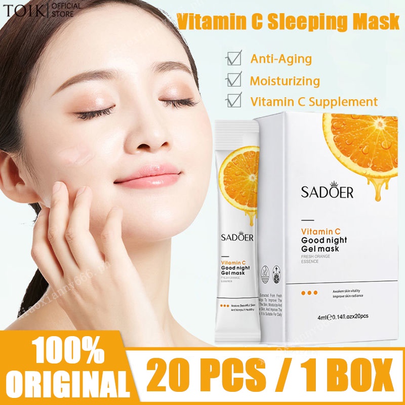 SADOER Vitamin C Sleeping Mask【20PCS/1BOX】Moisturizing Skin Care Collagen Good Night Jelly Face ...