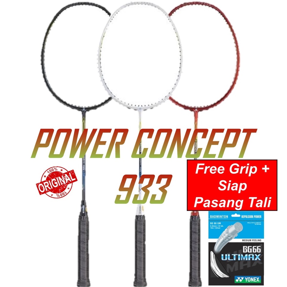 (Siap Pasang Tali 4-KNOT + Free Grip) ORIGINAL Apacs Power Concept 933 ...