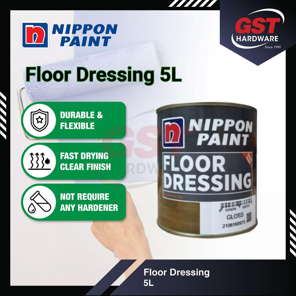 5L Nippon Paint Floor Dressing Varnish Clear Natural Gloss Shellac Cat ...