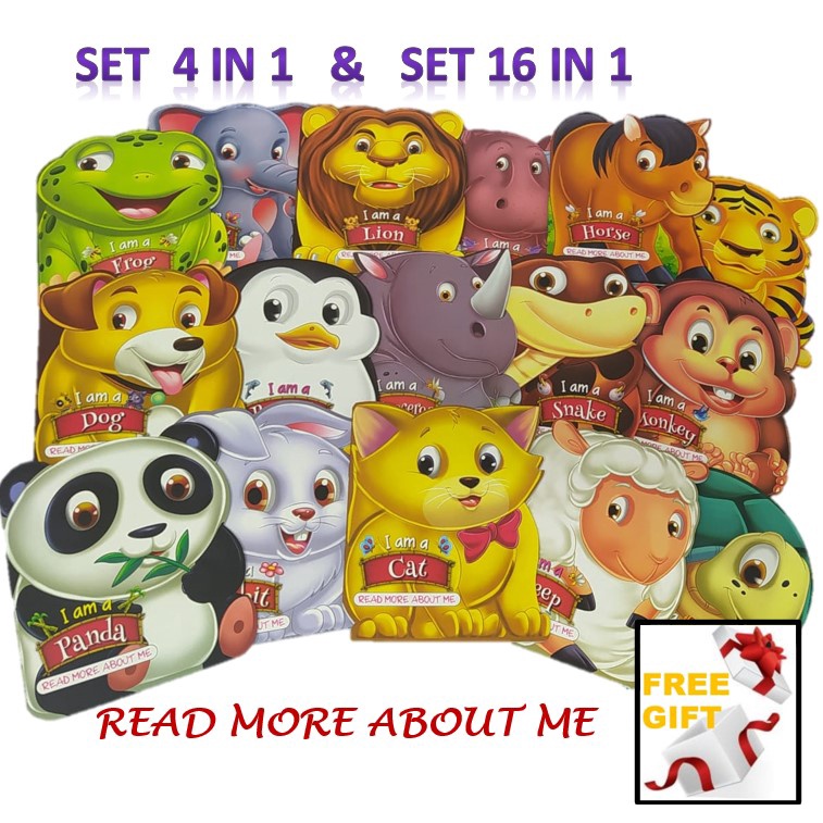 READ MORE ABOUT ME - Children's ANIMAL-shaped books in sets (4 in1, 15 ...