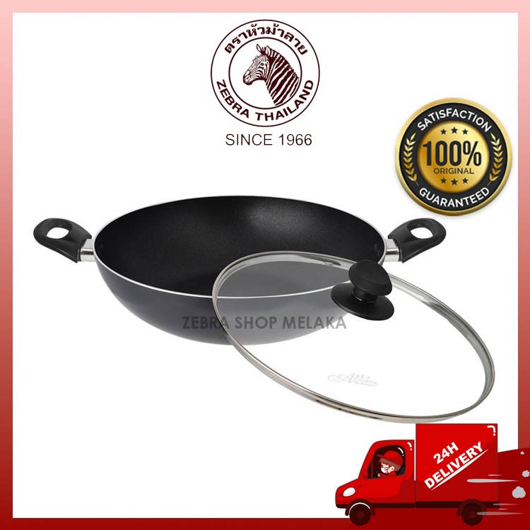 (100% ORIGINAL) ZEBRA Stainless Steel 32cm Wisdom Non Stick Wok Pan ...