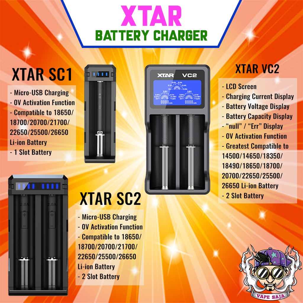 VSAJA Original XTAR Charger SC1 Battery Charger VC2 | Shopee Malaysia
