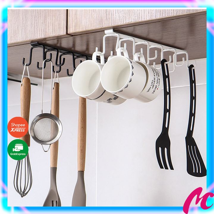 Rack of 12 multi-purpose hangers, clip-on under kitchen cabinets ...
